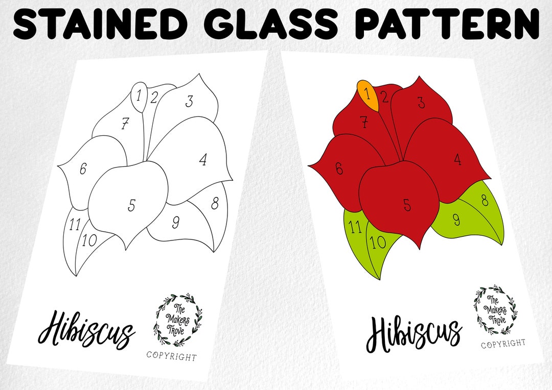 Stained Glass Pattern, Digital Download, Hibiscus Flower Pattern ...