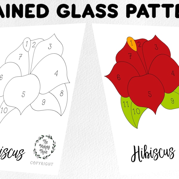 Stained Glass Hibiscus Patterns - Etsy