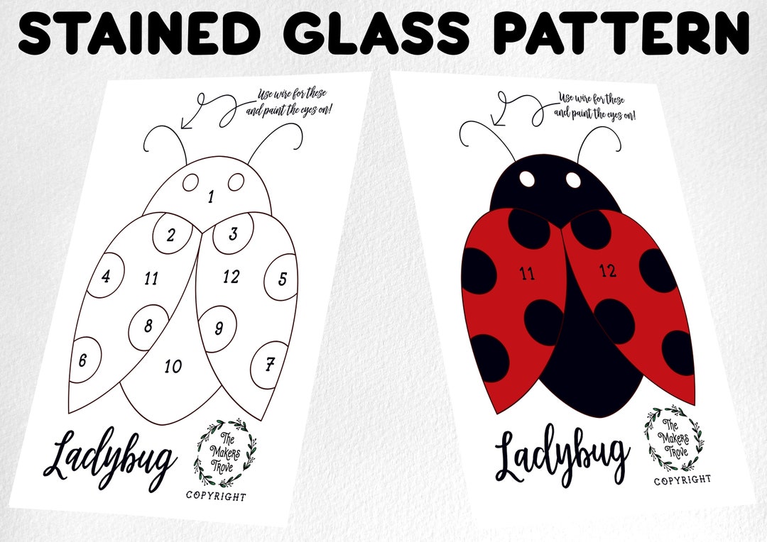 Stained Glass Pattern, Digital Download, Ladybug Pattern, Stained Glass ...