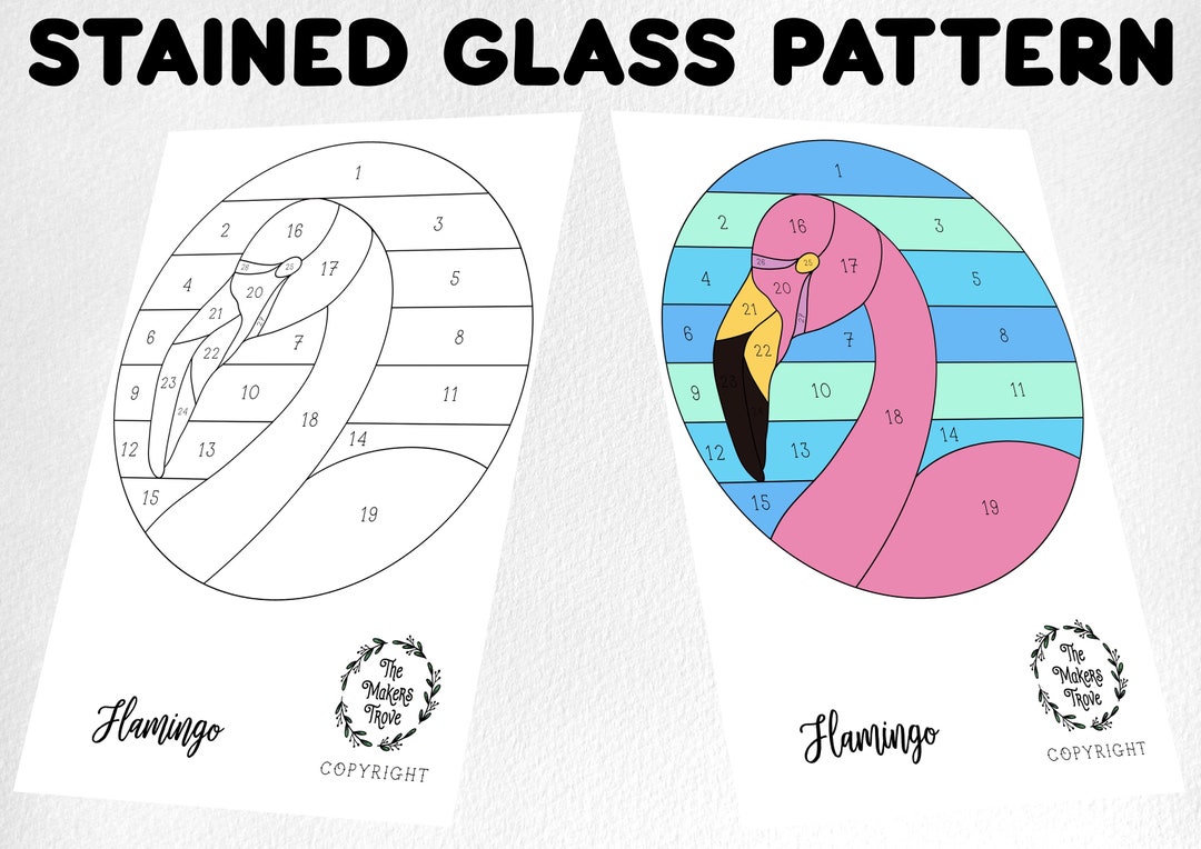 Stained Glass Pattern, Digital Download, Flamingo Stained Glass Pattern ...