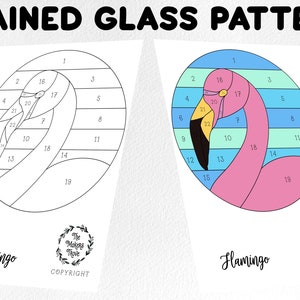 Stained Glass Pattern, Digital Download, Flamingo Stained Glass Pattern ...