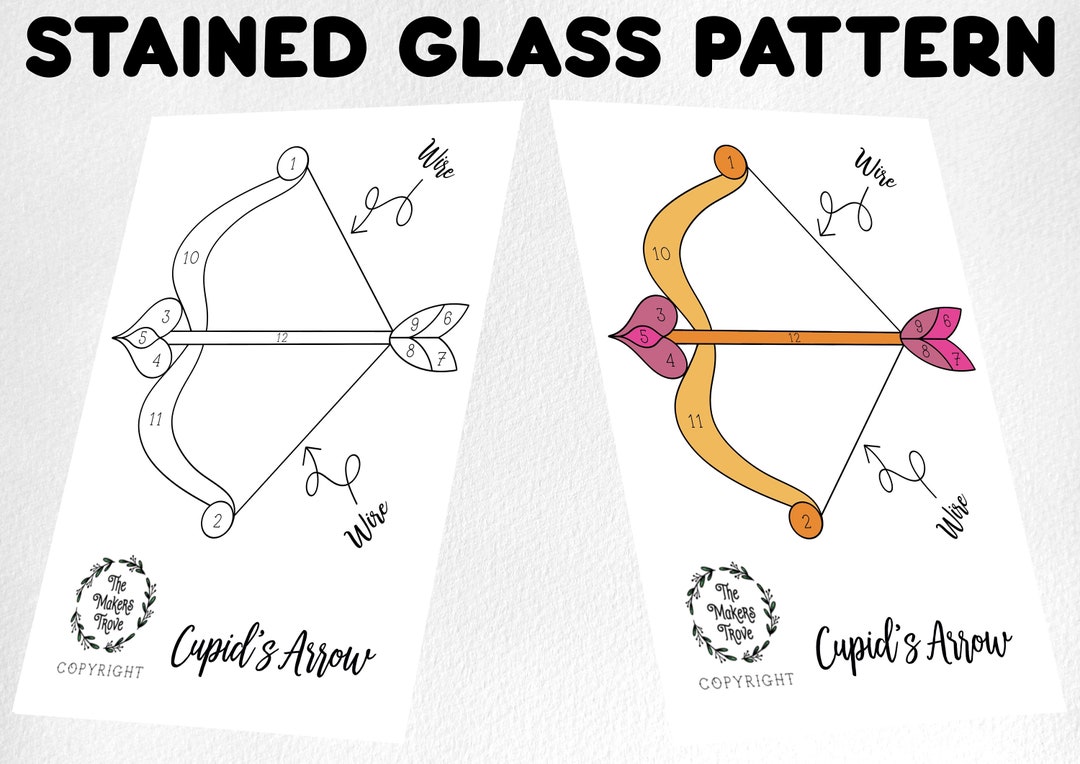 Stained Glass Pattern, Stained Glass Cupids Arrow Flower Pattern ...