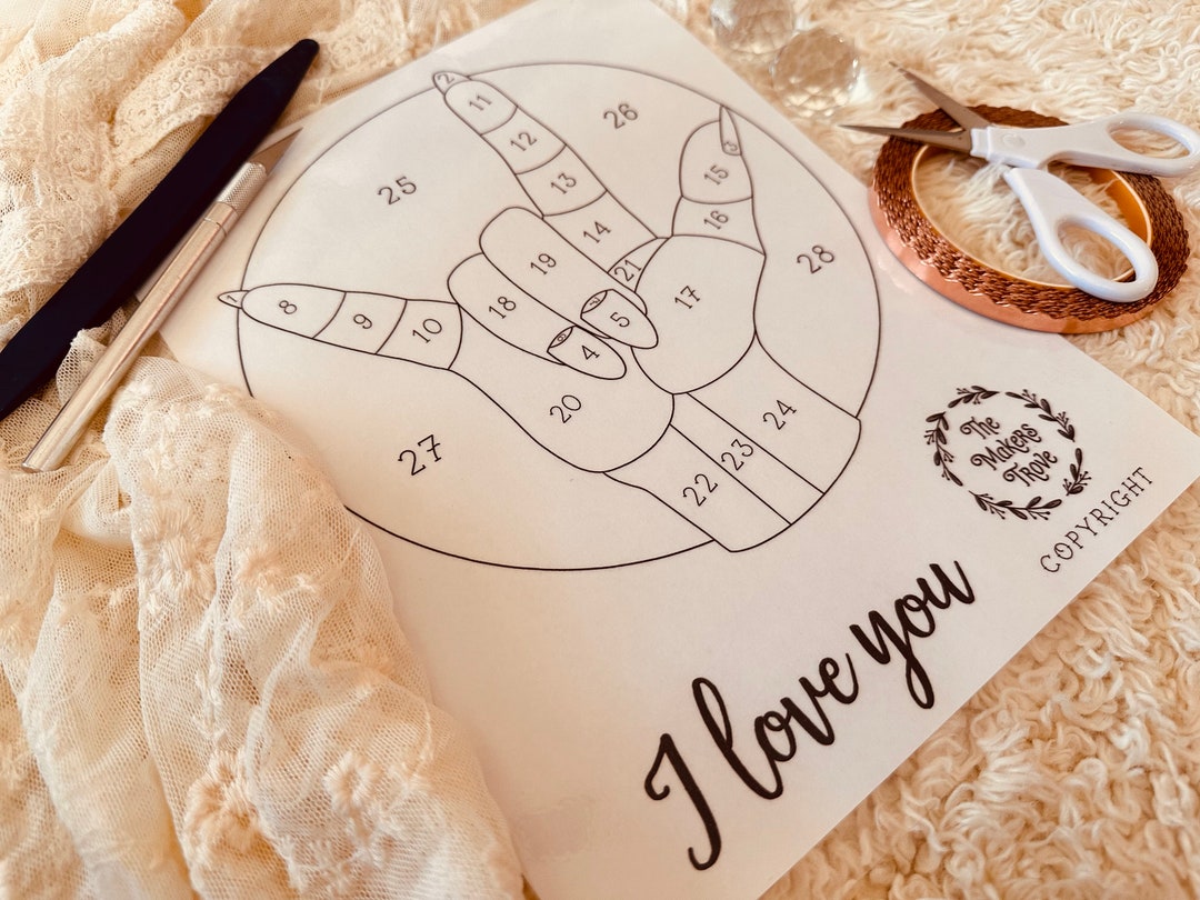 Stained Glass Pattern, Digital Download, I Love You Sign Language ...