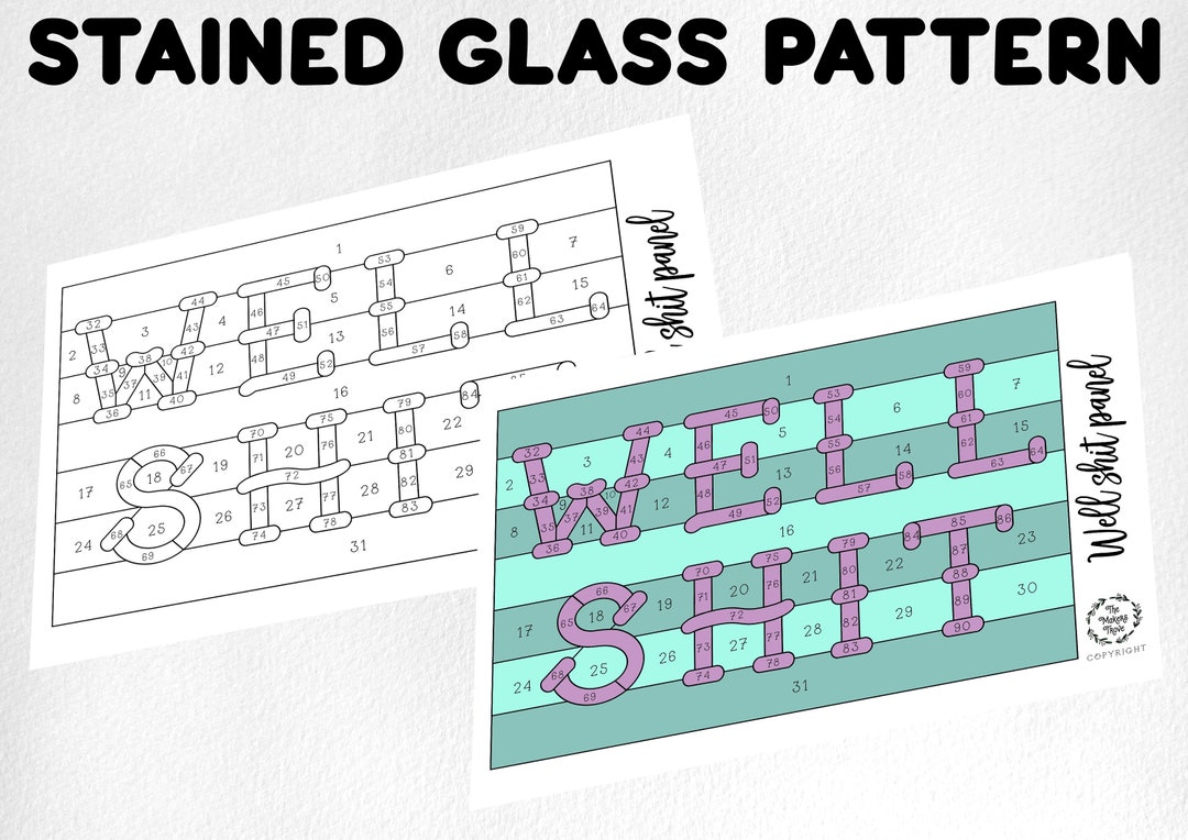 Stained Glass Pattern, Digital Download, Well Shit Pattern, Stained ...