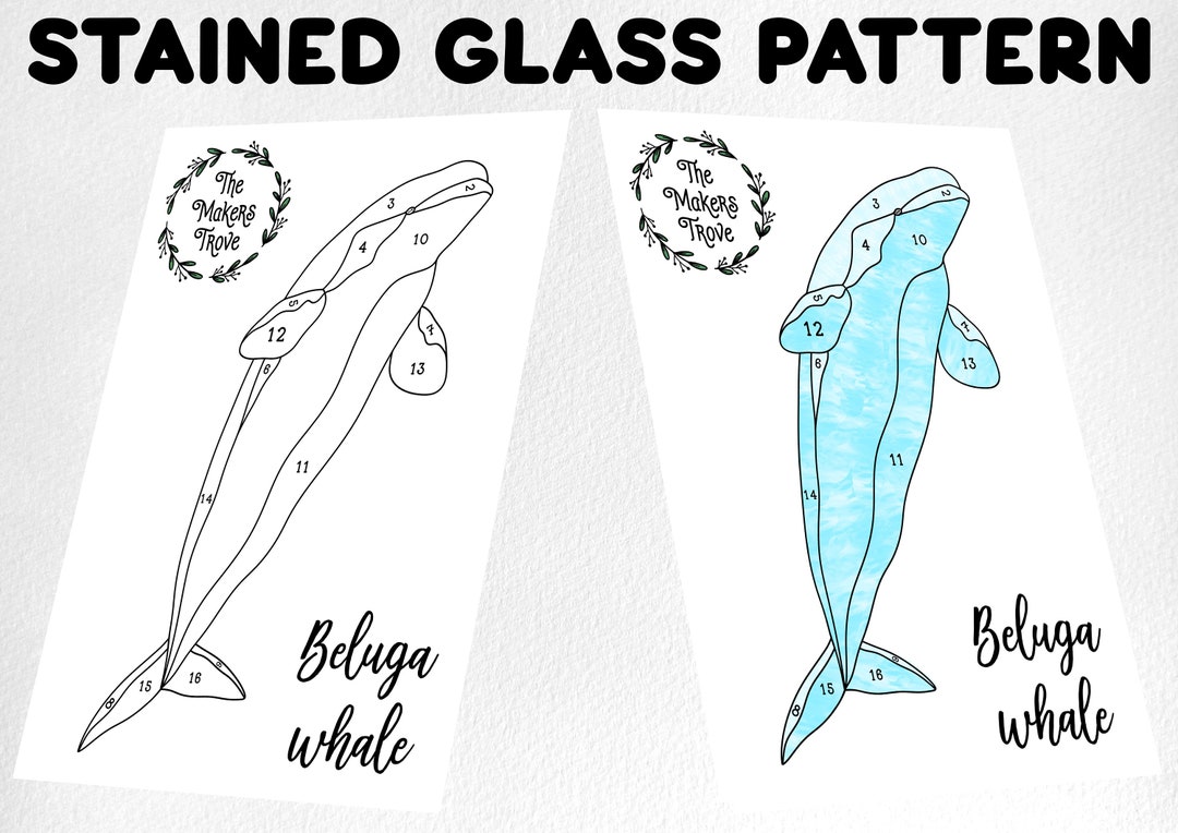 Stained Glass Beluga Whale Pattern, Sun Catcher Design (digital ...