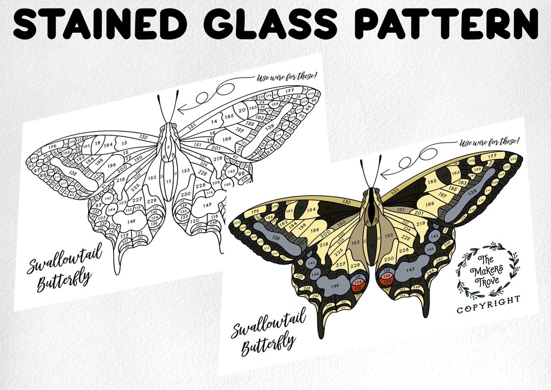 Stained Glass Pattern, Stained Glass Swallowtail Butterfly Pattern ...