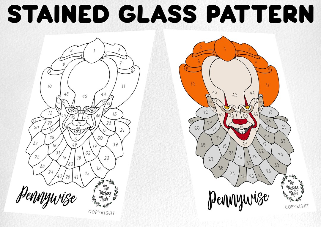Stained Glass Pattern, Digital Download, Sun Catcher, Pennywise Clown ...
