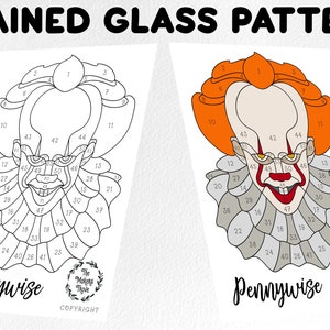 Stained Glass Pattern, Digital Download, Sun Catcher, Pennywise Clown ...