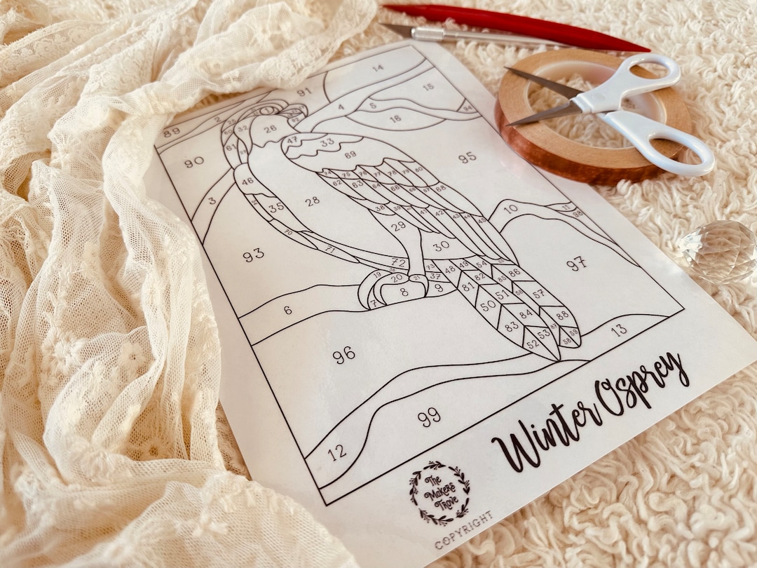 Stained Glass Pattern, Stained Glass Osprey Pattern, Digital Download ...