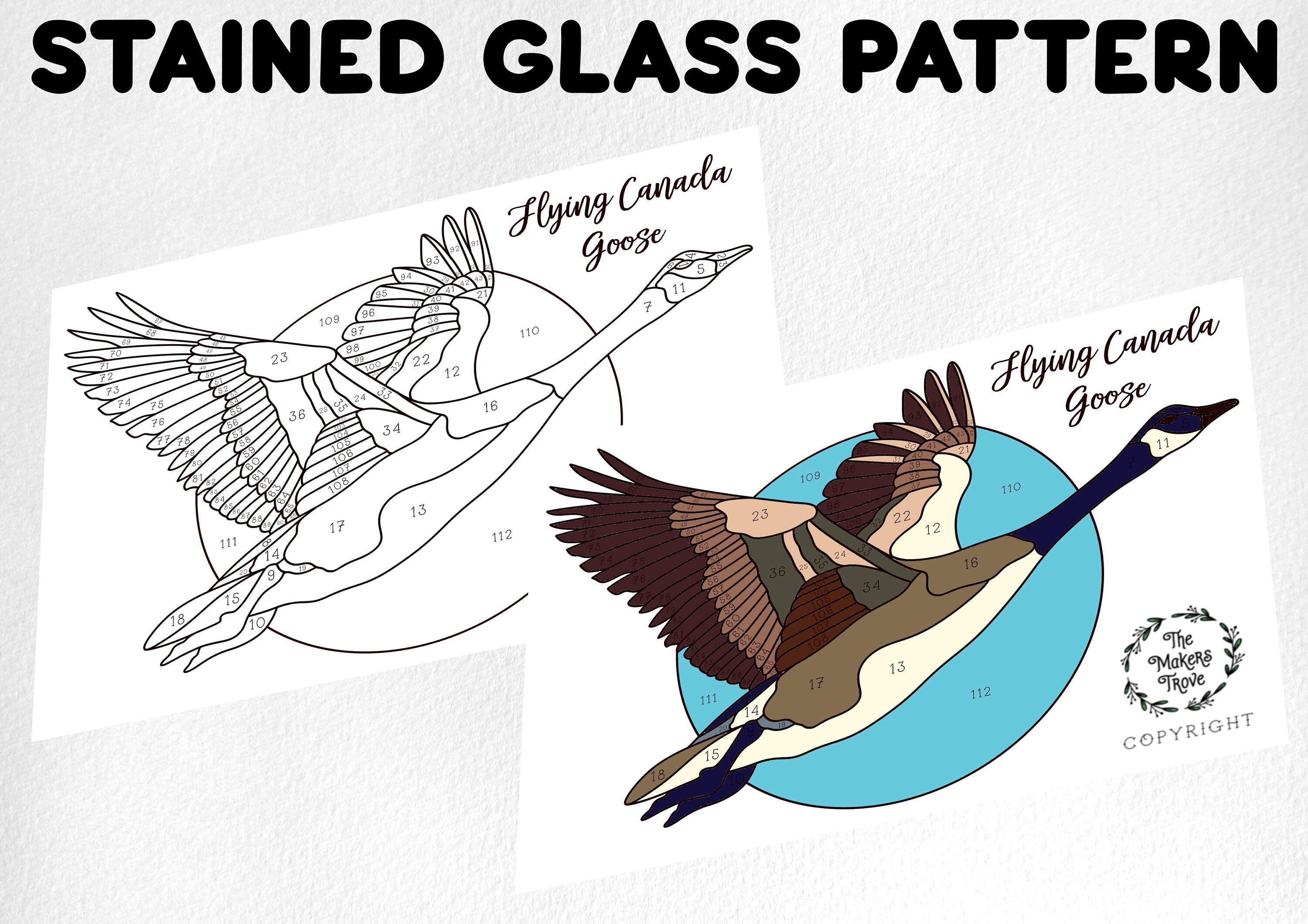 Canada Goose Stained Glass Pattern, Moon Suncatcher (digital Download ...