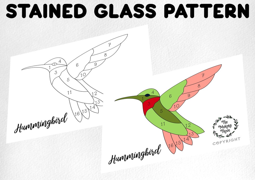 Stained Glass Pattern, Digital Download, Hummingbird Pattern, Stained ...