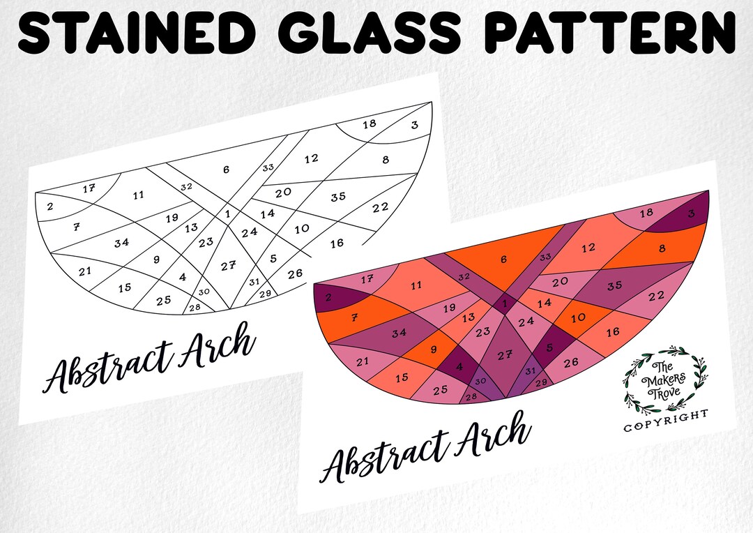 Stained Glass Pattern, Digital Download, Abstract Arch Stained Glass ...