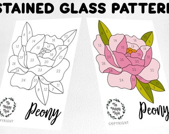 Peony Stained Glass Pattern - Etsy