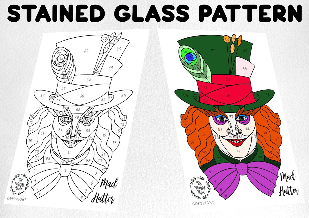 Stained Glass Pattern, Digital Download, Sun Catcher, the Mad Hatter ...