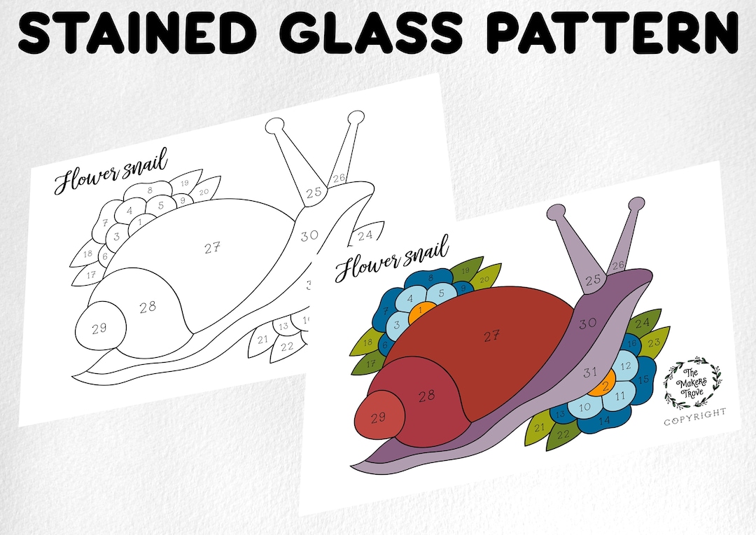 Stained Glass Pattern, Stained Glass Snail Pattern, Digital Download ...