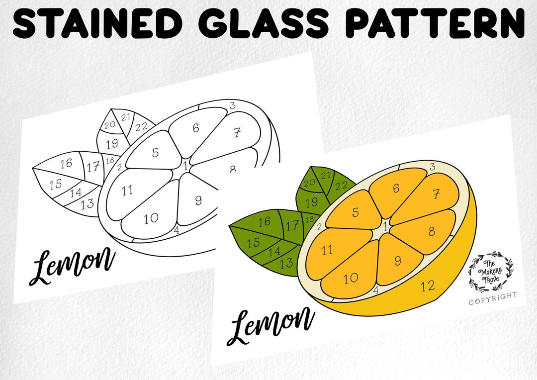 Stained Glass Pattern, Stained Glass Lemon Pattern, Digital Download ...