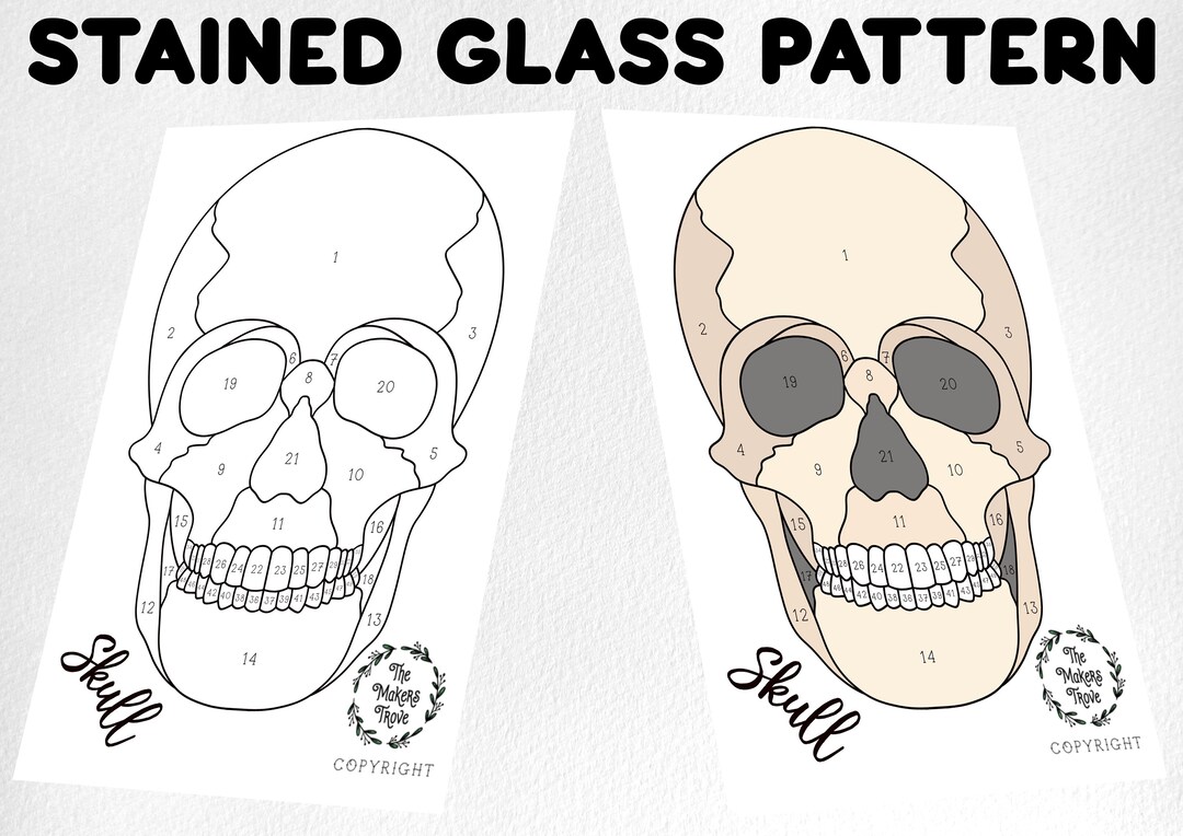Stained Glass Pattern, Stained Glass Skull Pattern, Digital Download ...