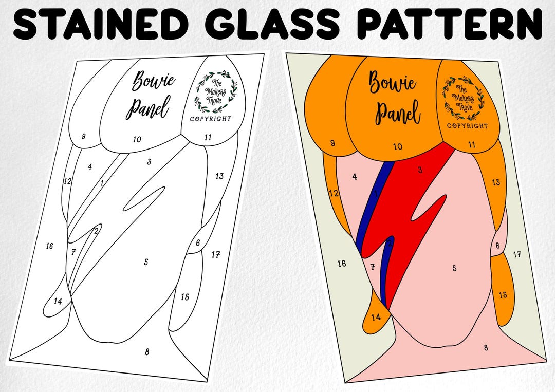 Stained Glass Pattern, Stained Glass David Bowie Pattern, Digital ...