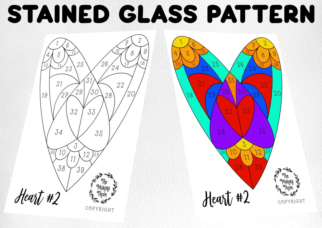 Stained Glass Pattern, Digital Download, Ornate Heart Pattern ...