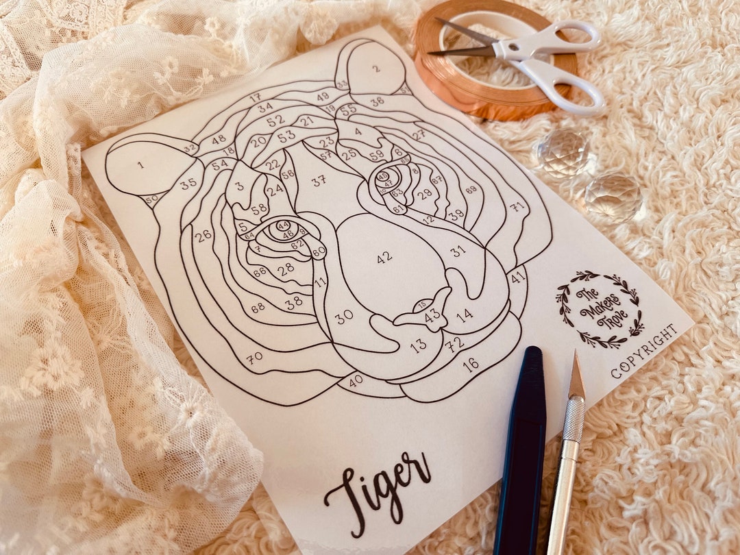 Stained Glass Pattern Stained Glass Tiger Pattern Digital - Etsy