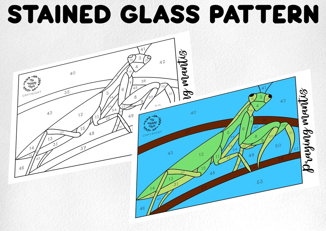 Praying Mantis Stained Glass Pattern, Suncatcher Design (digital ...