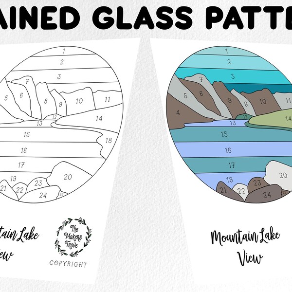 Stained Glass Lake Mountain View - Etsy
