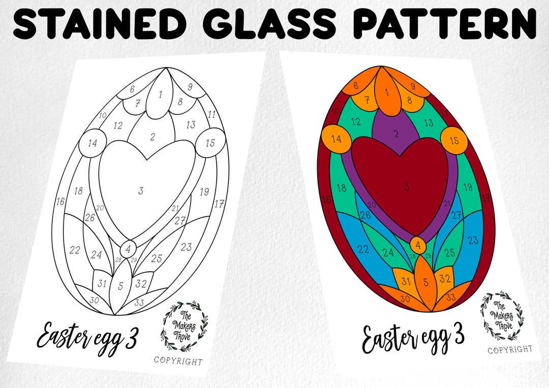 Stained Glass Pattern, Digital Download, Ornate Easter Egg Pattern ...