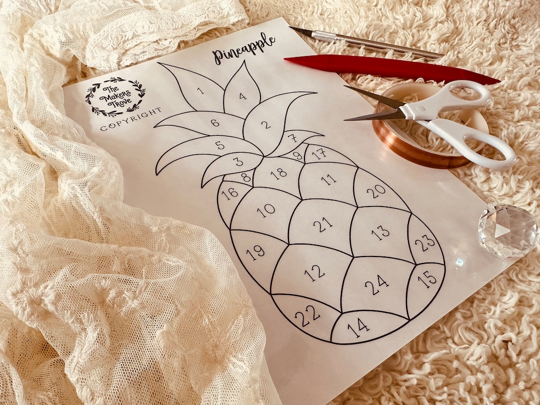 Stained Glass Pattern, Stained Glass Pineapple Pattern, Digital ...