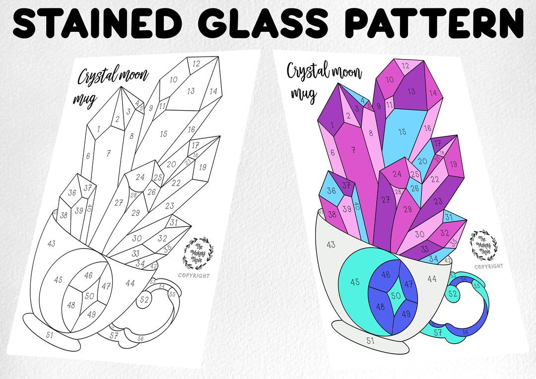 Stained Glass Pattern, Digital Download, Sun Catcher, Crystal Moon ...