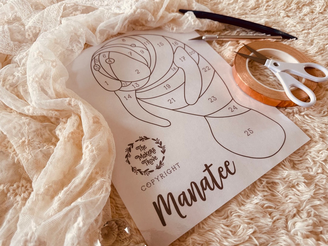 Stained Glass Pattern Stained Glass Manatee Pattern Digital - Etsy