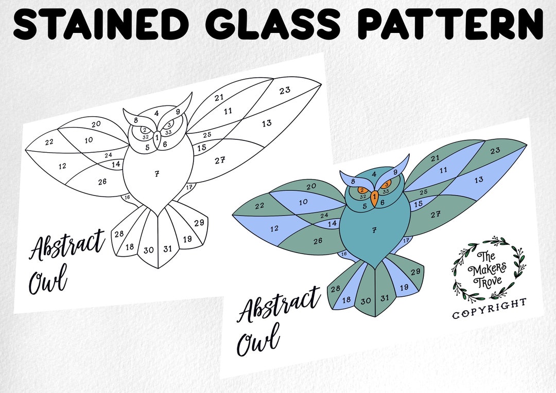 Stained Glass Pattern, Digital Download, Geometric Owl Pattern, Stained ...