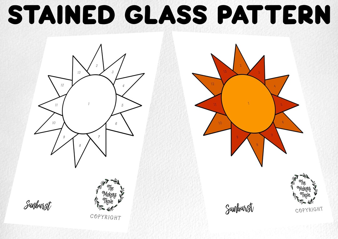 Stained Glass Pattern, Digital Download, Sunburst Sun Panel, Stained ...