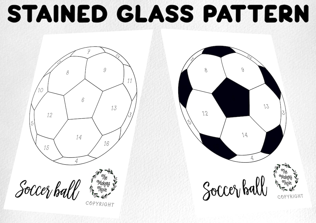 Stained Glass Pattern, Stained Glass Soccer Ball Pattern, Digital ...