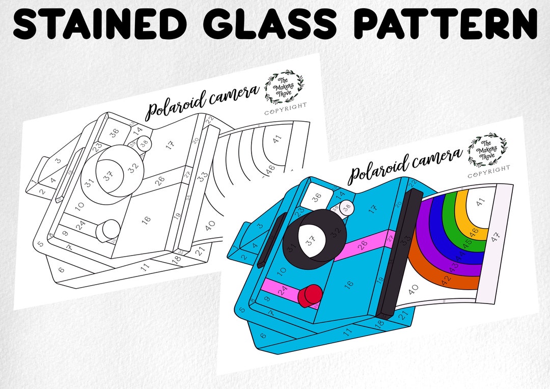 Stained Glass Pattern, Stained Glass Polaroid Camera Pattern, Digital ...