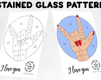 ILY Hand Stained Glass Pattern Digital Download Suncatcher I Love You ...