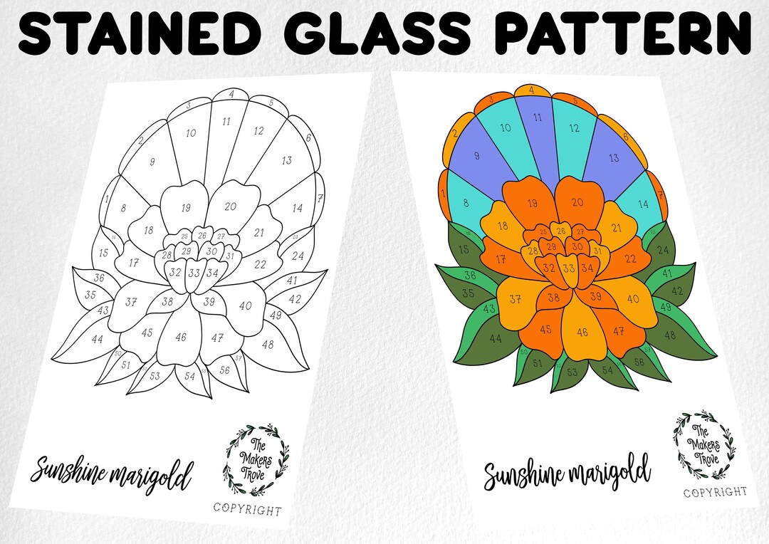 Stained Glass Pattern, Digital Download, Marigold Sun Catcher, Marigold ...