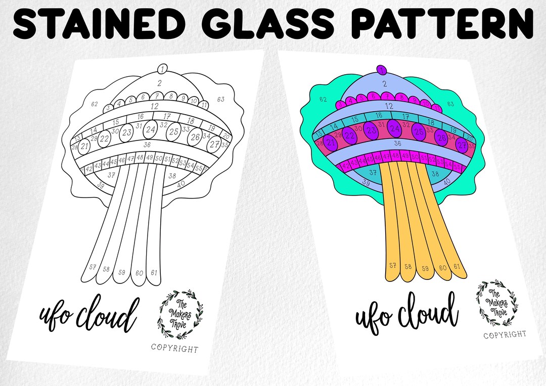 Stained Glass Pattern, Digital Download, Fox Sun Catcher, Ufo Alien ...