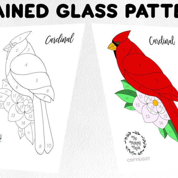 Stained Glass Cardinal Pattern - Etsy