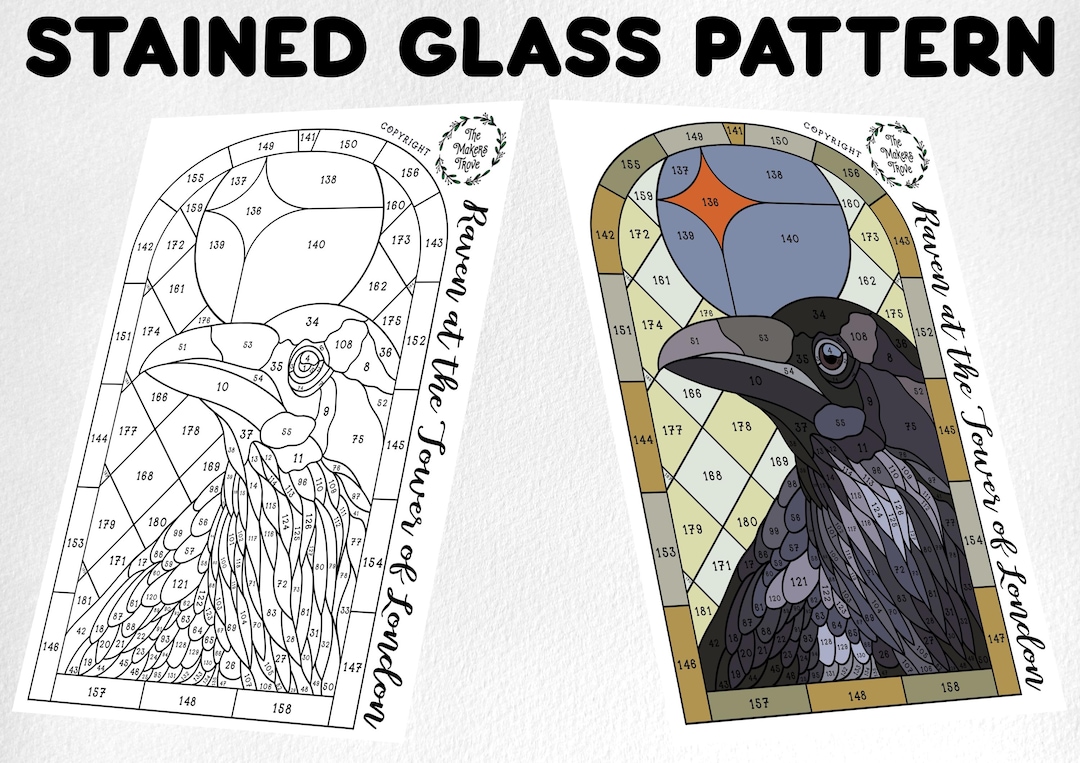 Stained Glass Raven in Tower Pattern (digital Download) - Etsy
