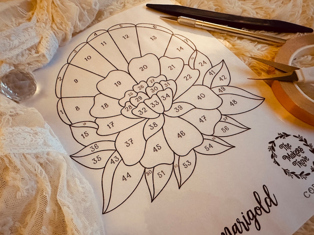 Stained Glass Pattern, Digital Download, Marigold Sun Catcher, Marigold ...