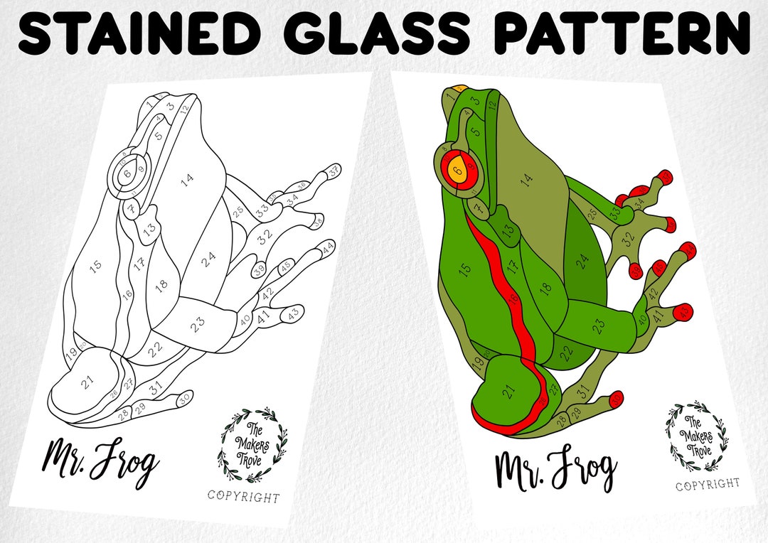 Stained Glass Pattern, Digital Download, Frog Stained Glass Pattern ...
