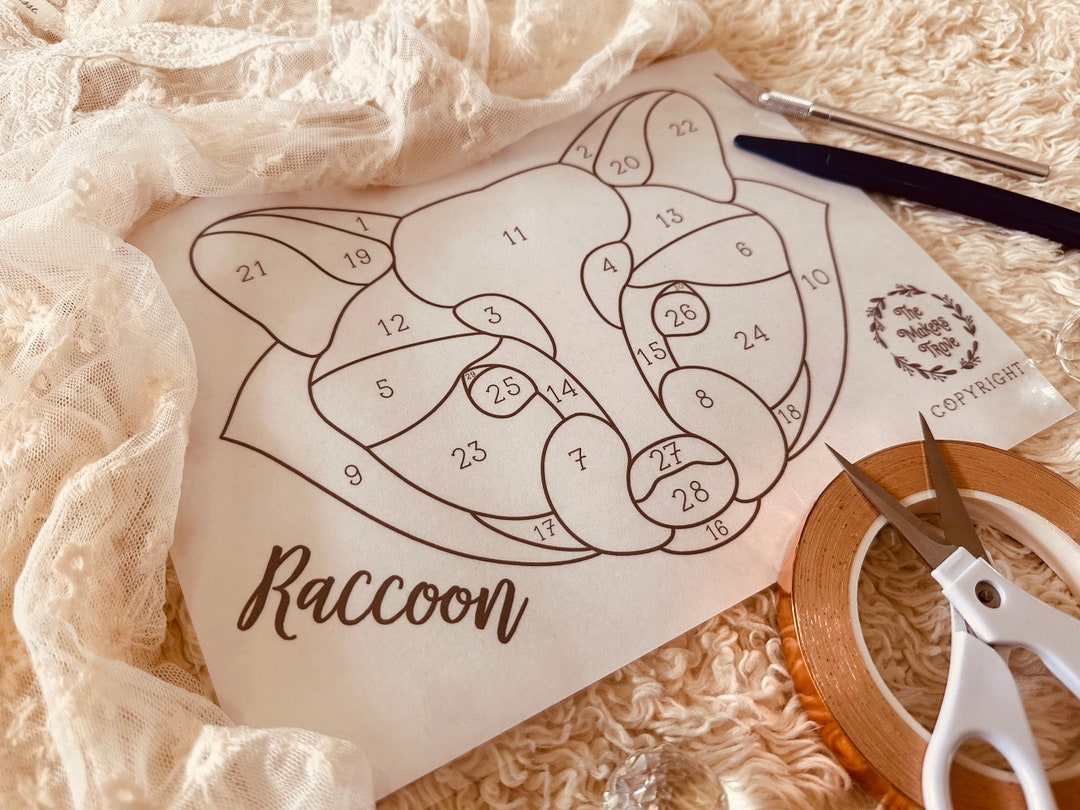 Stained Glass Pattern, Stained Glass Raccoon Pattern, Digital Download ...