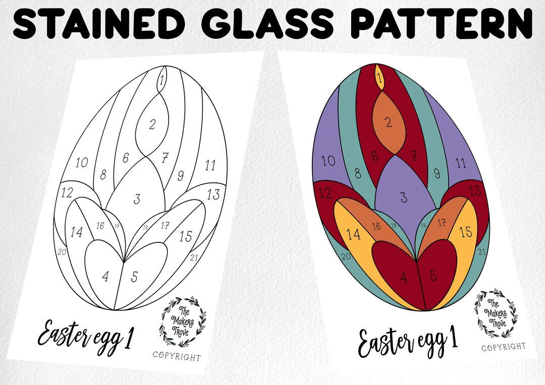 Stained Glass Pattern, Digital Download, Ornate Easter Egg Pattern ...