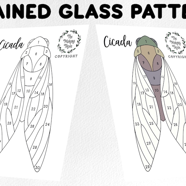 Cicadas Stained Glass Pattern - Etsy