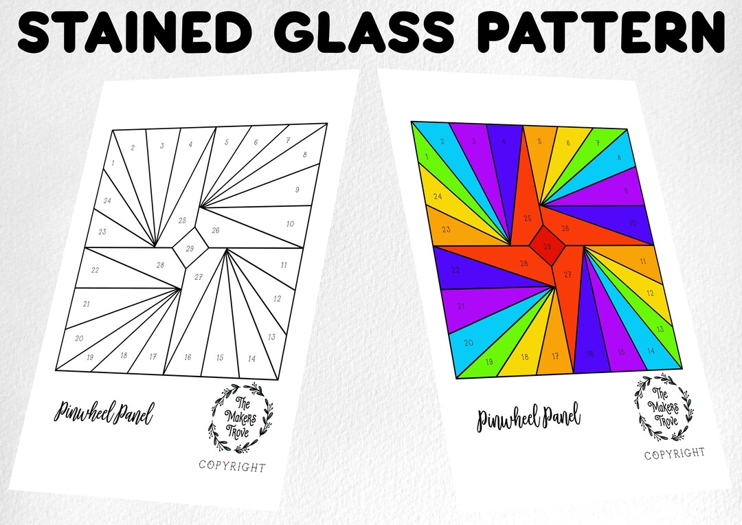 Stained Glass Pattern, Digital Download, Pinwheel Panel, Stained Glass ...