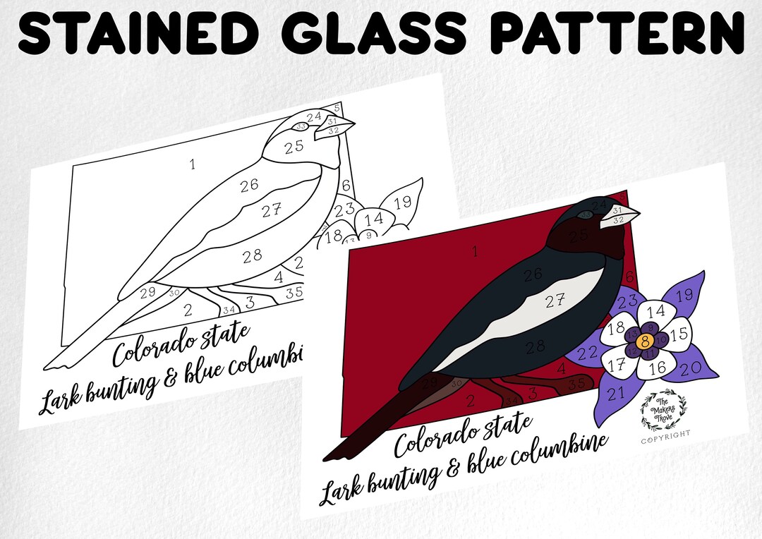 Colorado Lark Bunting Stained Glass Pattern (digital Download) - Etsy