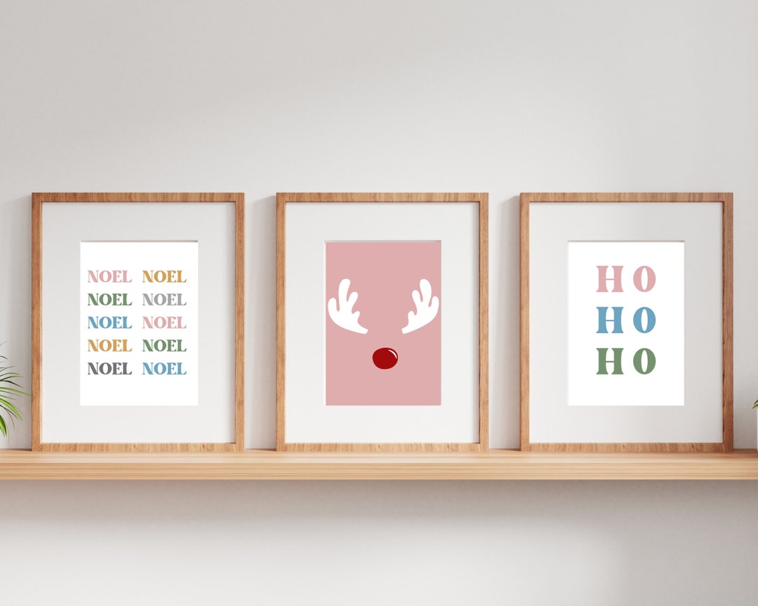 Set of 3 Cute Pink Christmas Printable Art Prints; Digital Download - Etsy