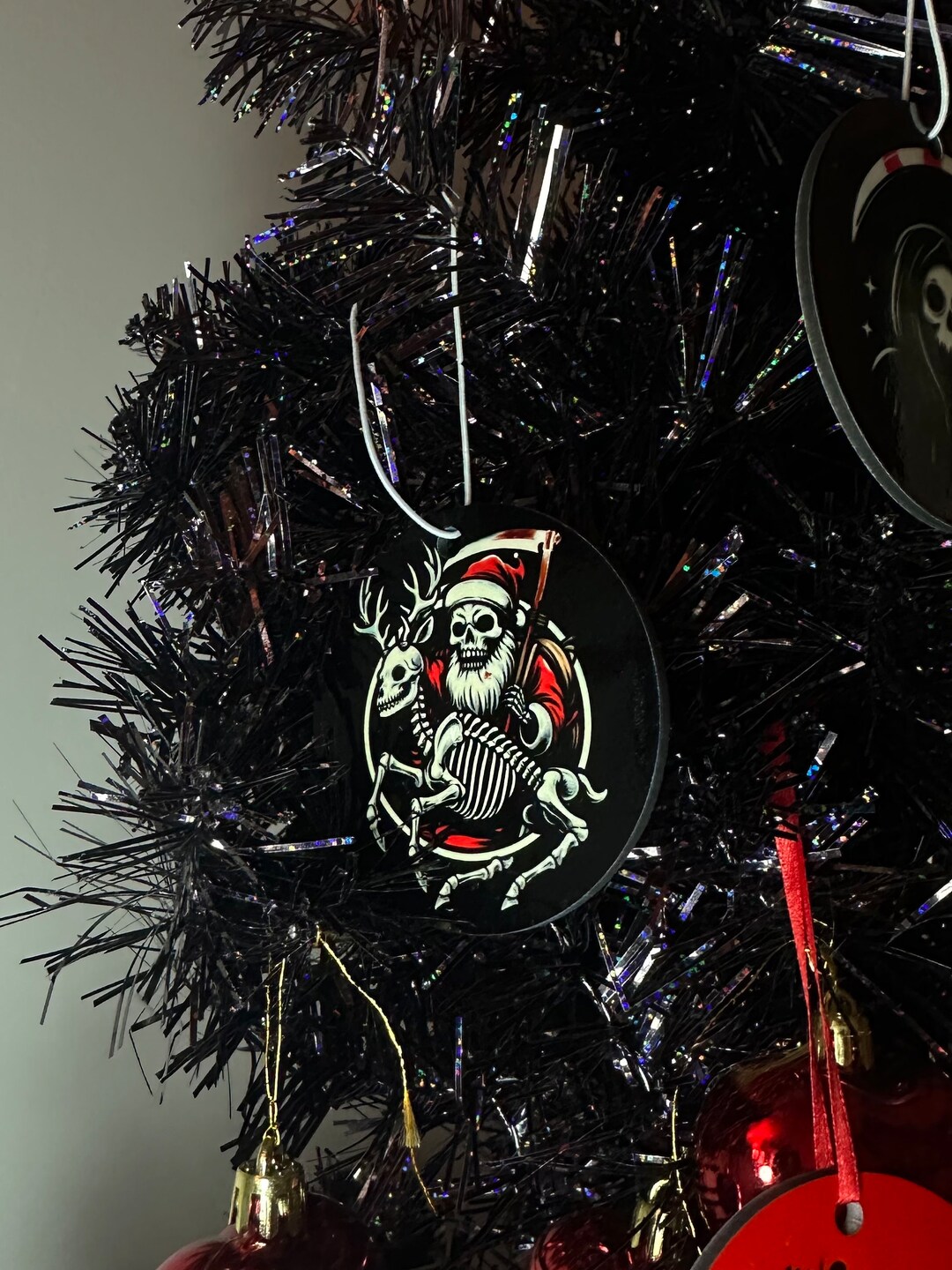 Santa Skeleton Reindeer Reaper Horror Christmas Ornament - Etsy