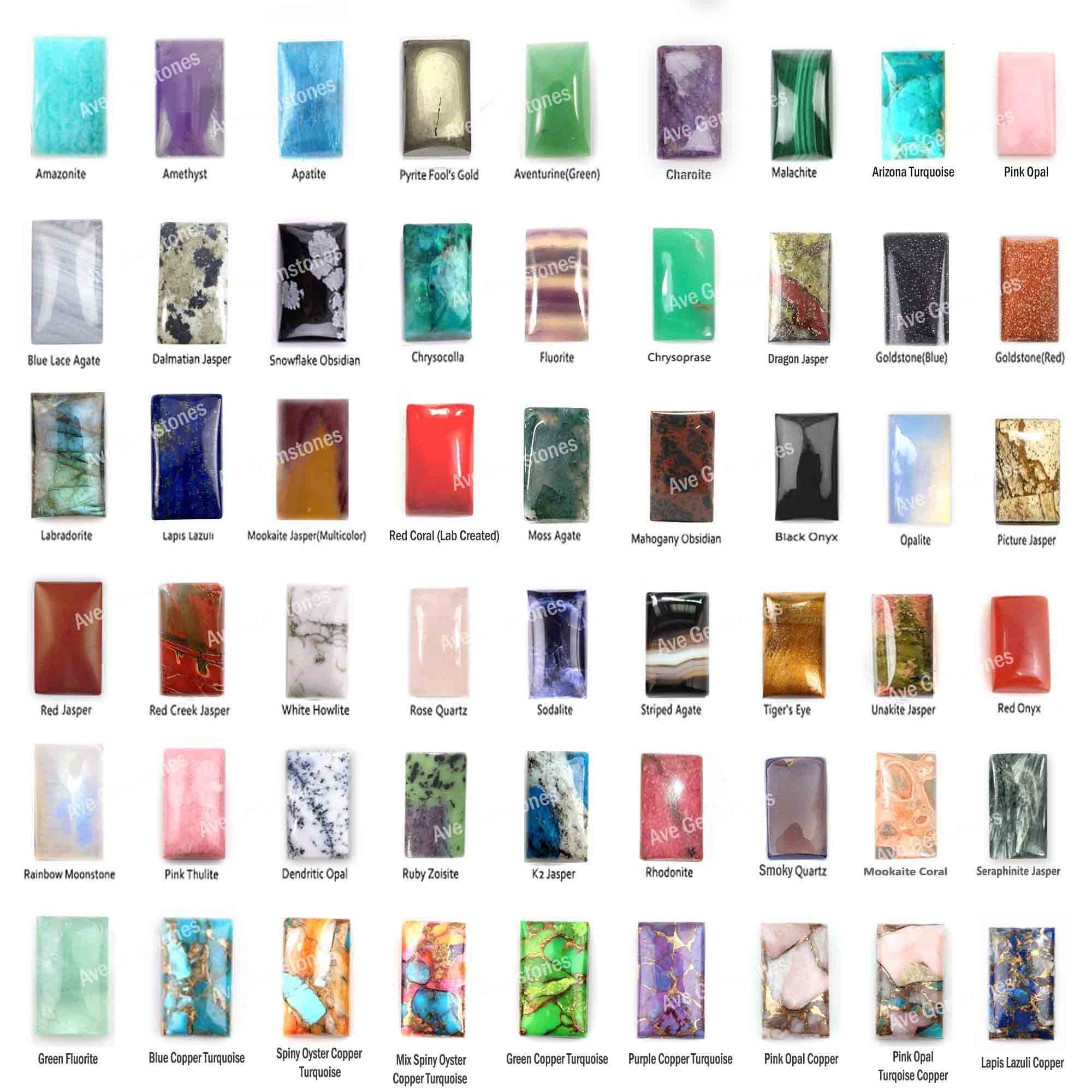 Rectangle Cabochon, Flatback, High Quality Polished for Jewelry, Semi ...