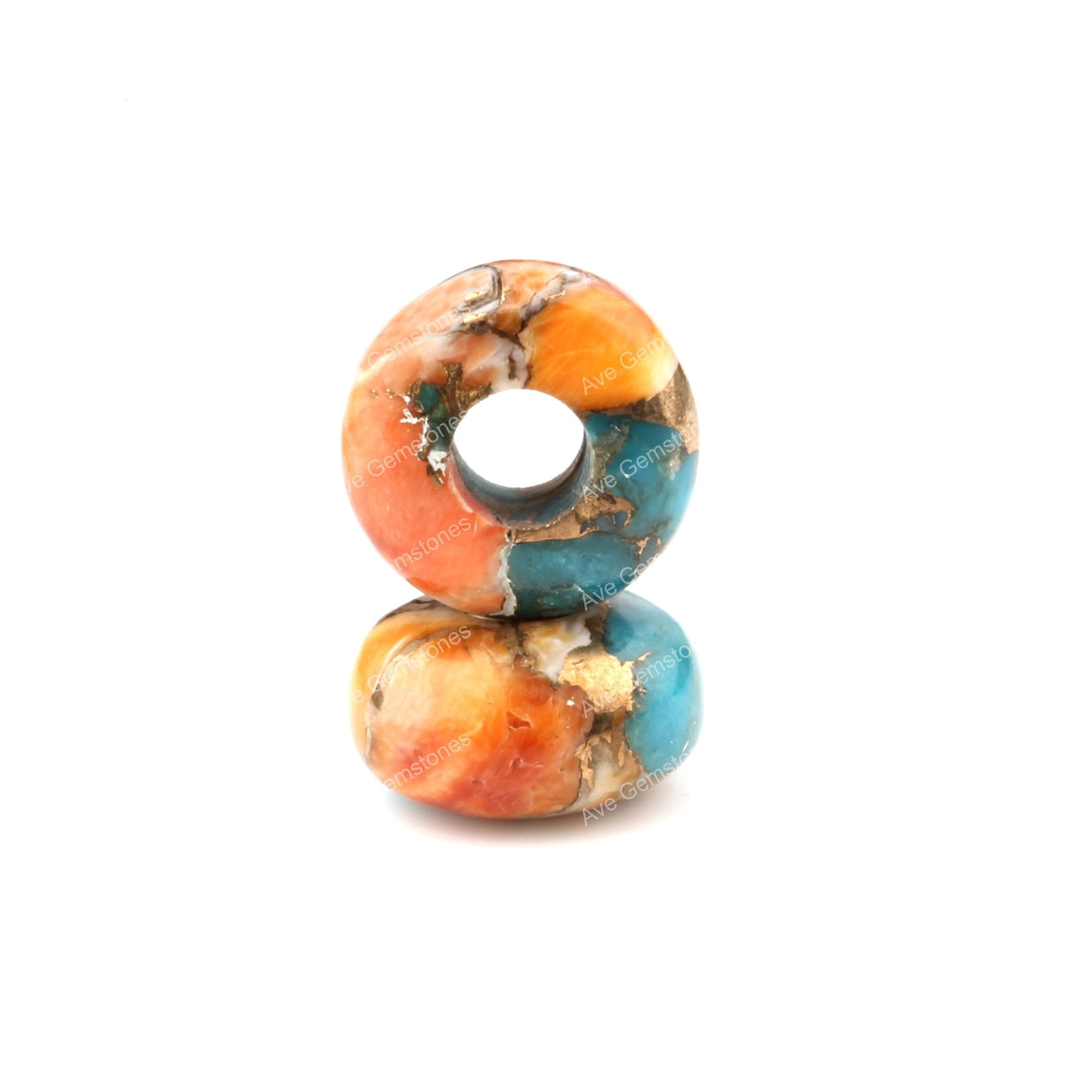 Spiny Oyster Copper Turquoise, 14x8x5mm Rondelle Smooth, Mohave Copper ...